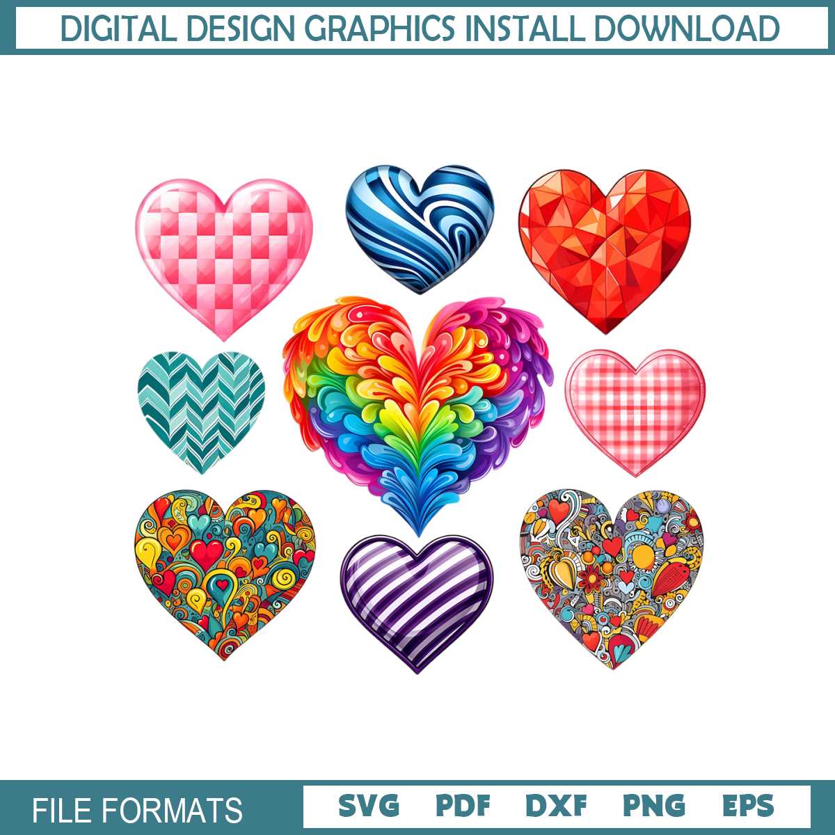 Heart Clipart Set, Valentine's Day Clip Art Set, Hearts PNG, - Inspire ...
