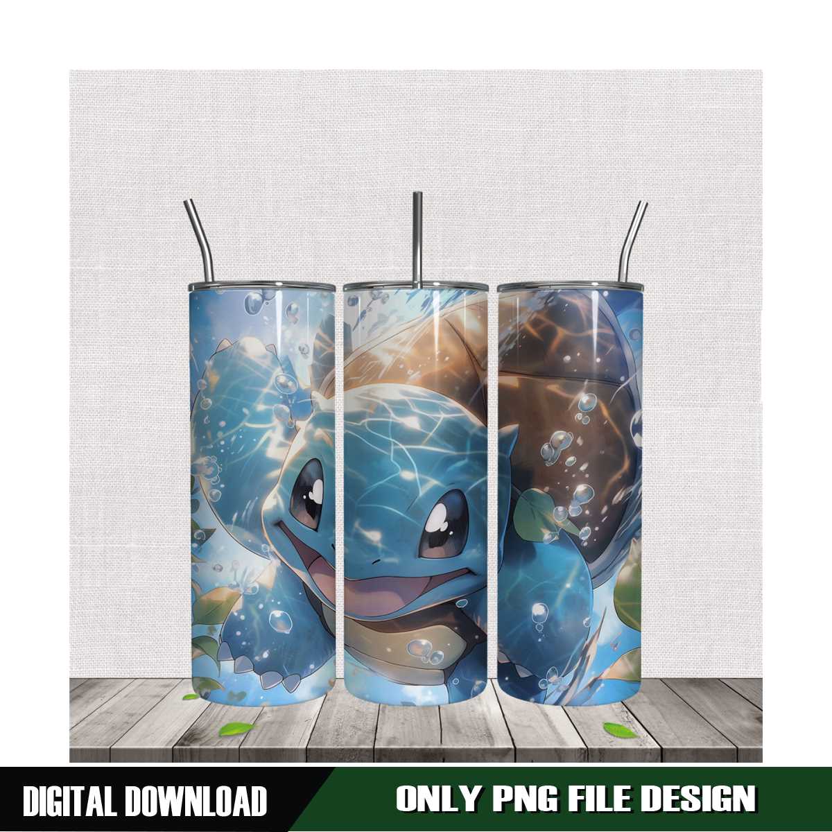 Squirtle Pokemon Skinny Tumbler Sublimation PNG | Inspire Uplift