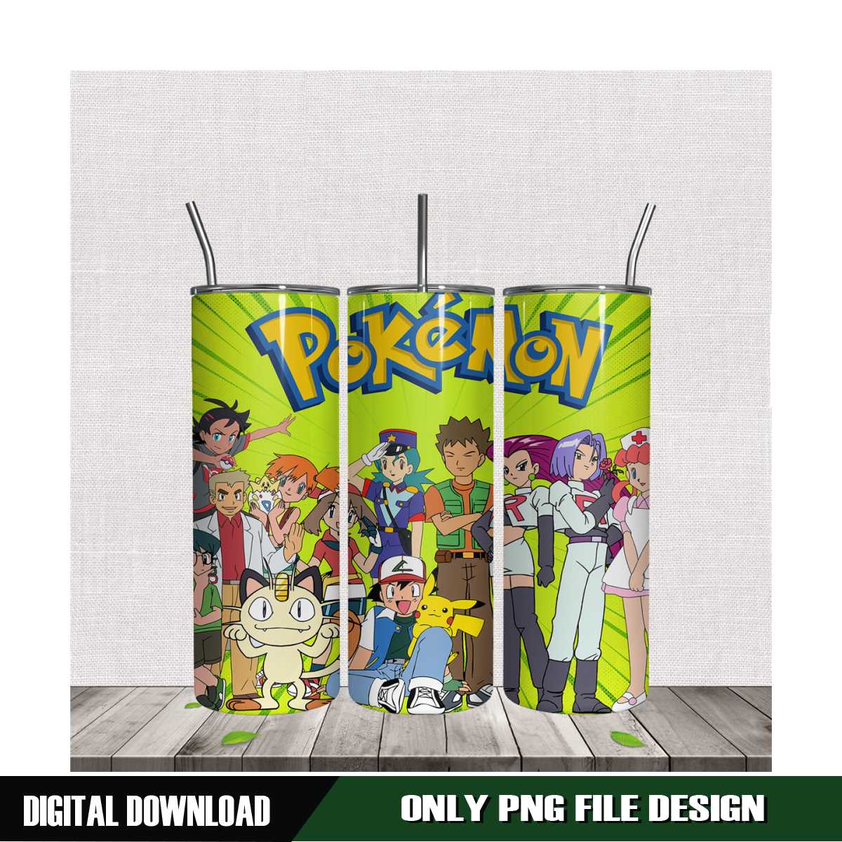 Pokemon Characters Skinny Tumbler Sublimation PNG | Inspire Uplift
