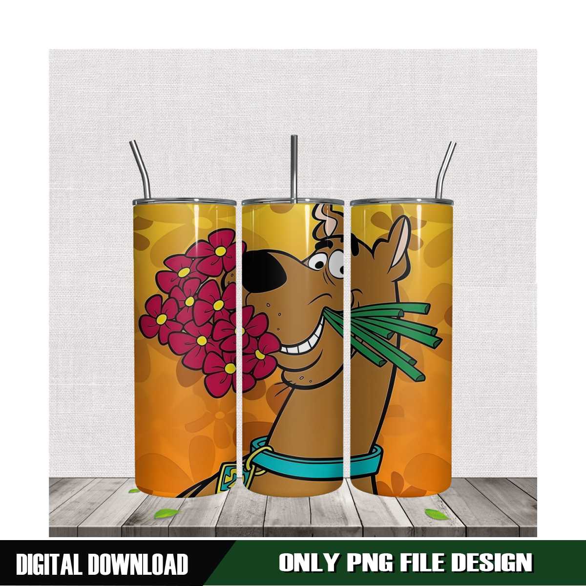 Scooby Doo And Flower 20oz Tumbler Design Idea PNG | Inspire Uplift