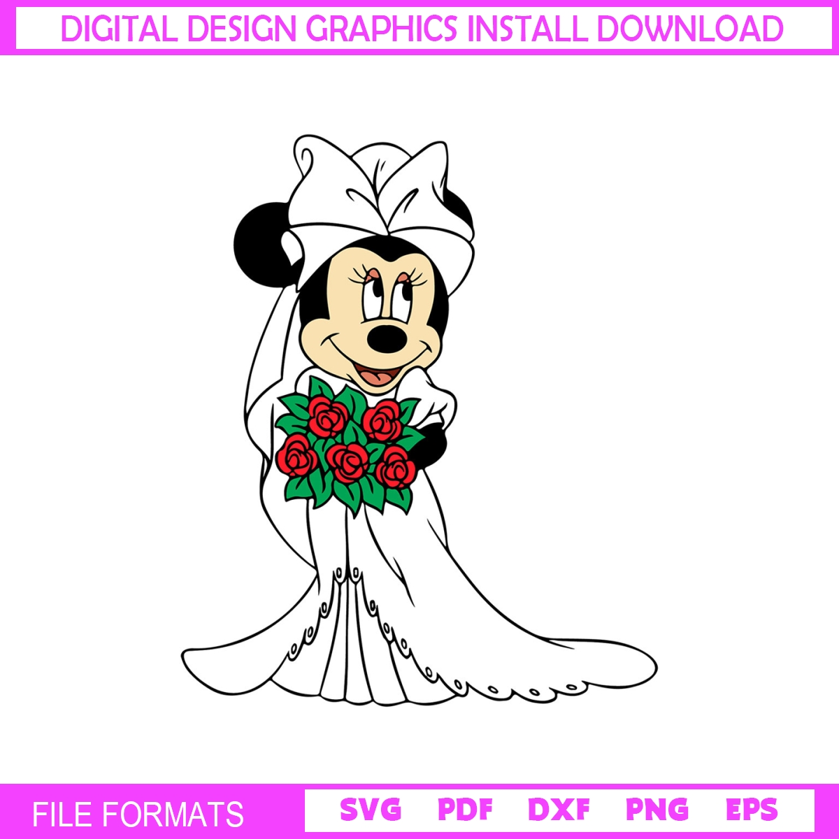 Beauty Bride Minnie Mouse Wedding SVG | Inspire Uplift