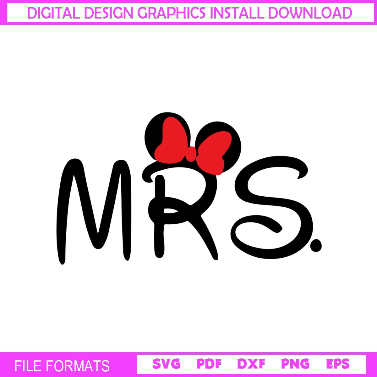 Mrs. Bride Minnie Mouse Red Bow Disney Wedding SVG | Inspire Uplift