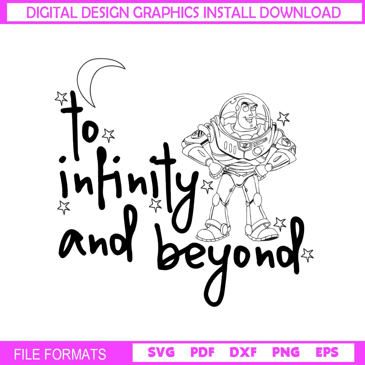 To Infinity And Beyond Moon Buzz Lightyear Toy Story Silhoue | Inspire ...