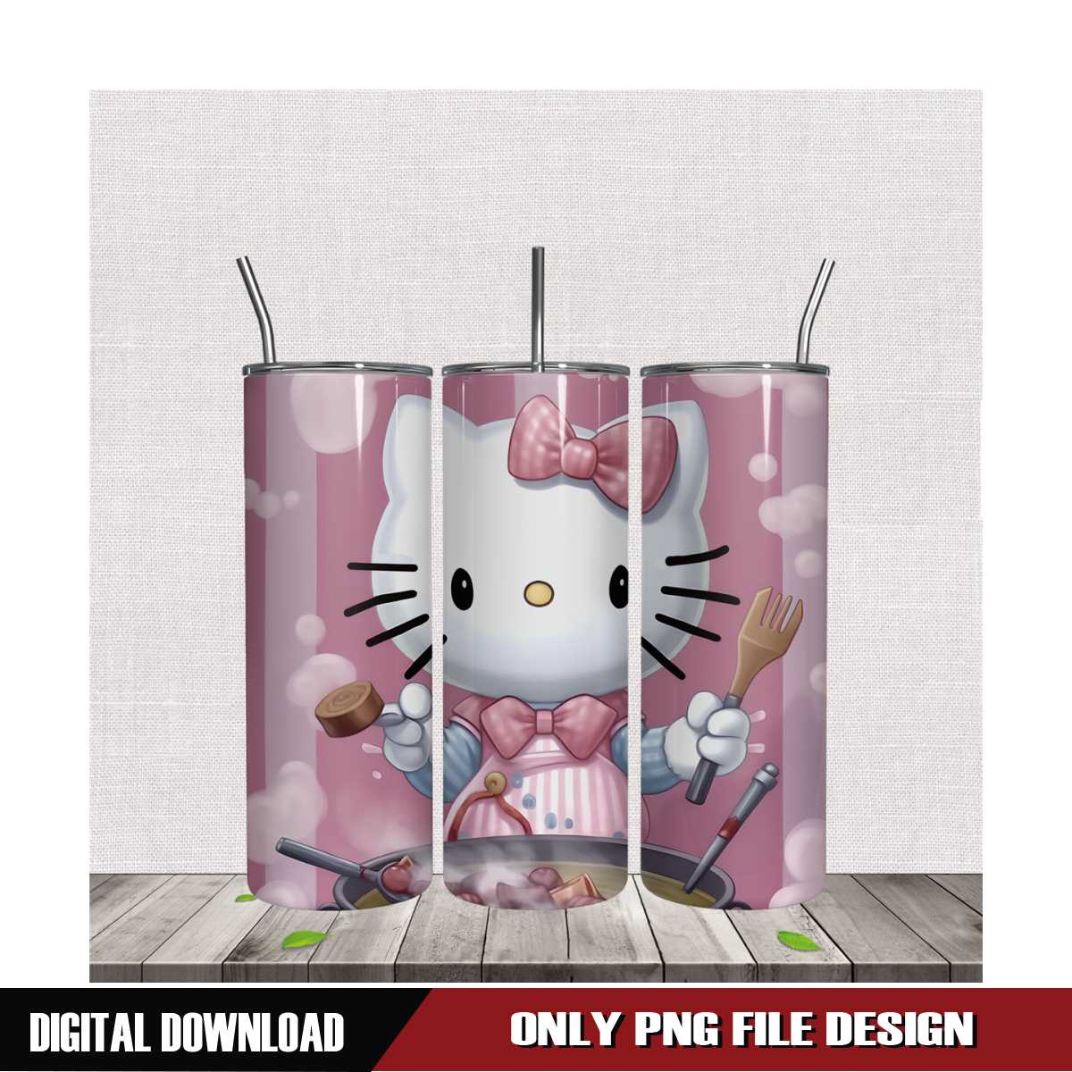 Hello Kitty Cooking 20oz Tumbler Wrap PNG | Inspire Uplift