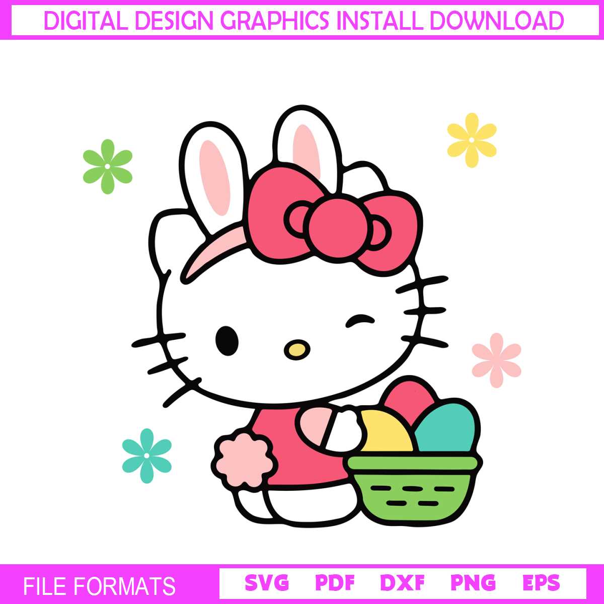 Hello Kitty Easter Svg, Easter Bunny Svg, Happy Easter Svg, | Inspire ...
