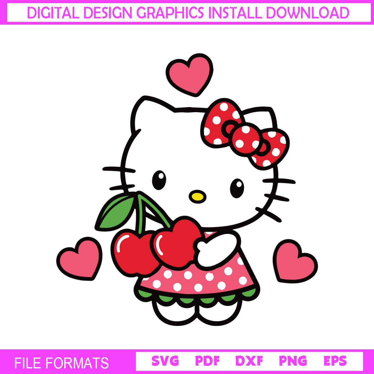 Cherry Hello Kitty Svg, Sanrio Svg, Hello Kitty Svg, Kawaii | Inspire ...