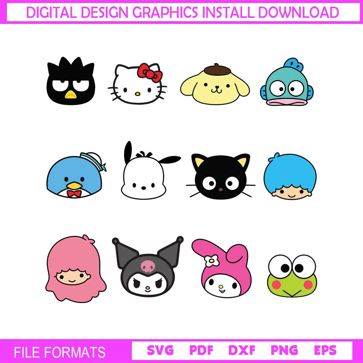 Sanrio Characters Bundle Svg, Sanrio Svg, Hello Kitty Svg, K | Inspire ...