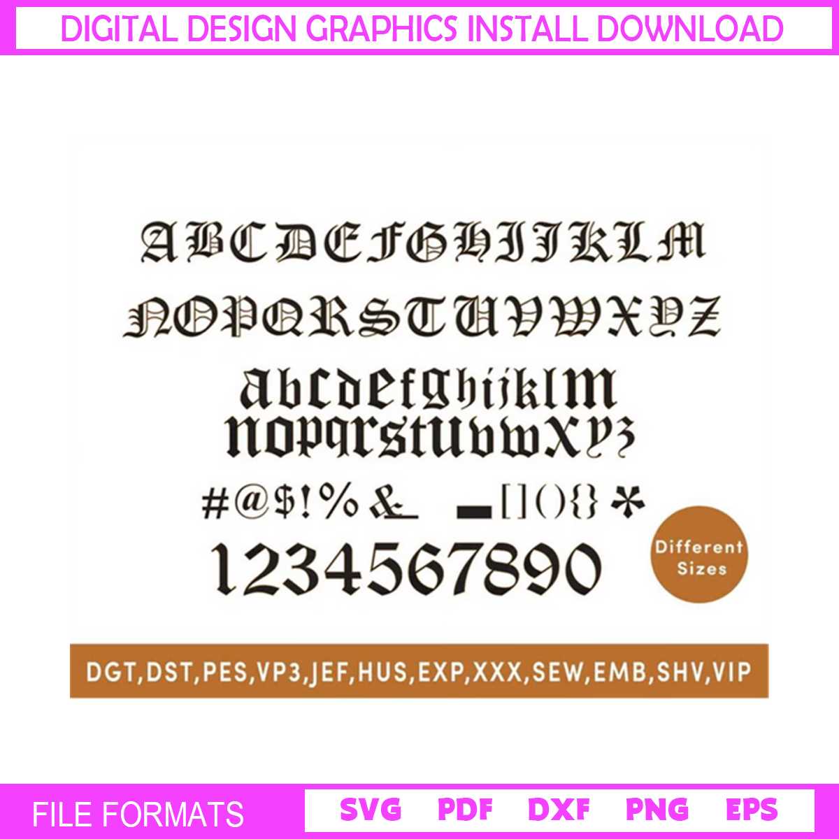 Old English Gothic Embroidery Font, Alphabet Machine Embroid | Inspire ...