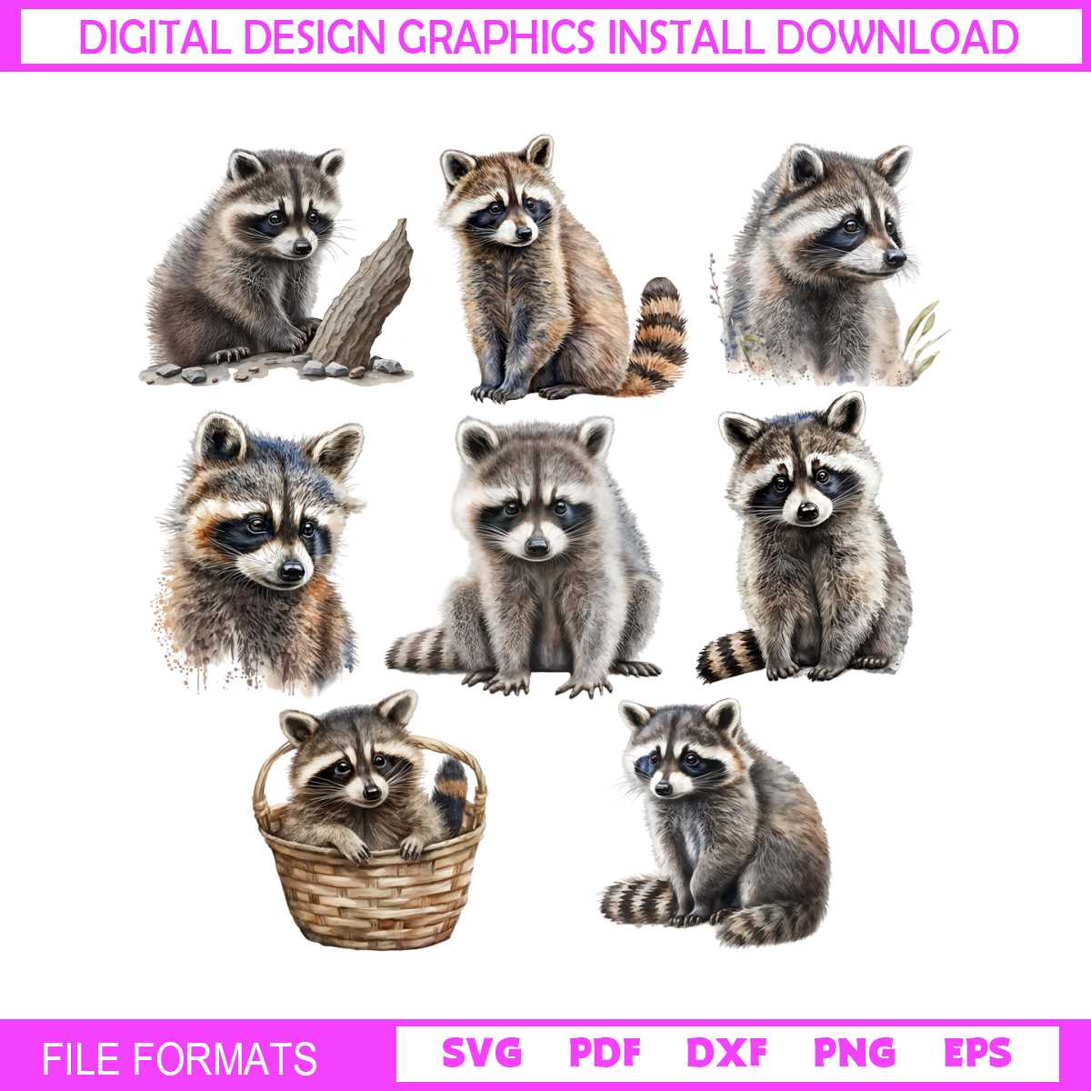 Raccoon Clipart | Watercolor Woodland Animals Clipart | Baby | Inspire ...