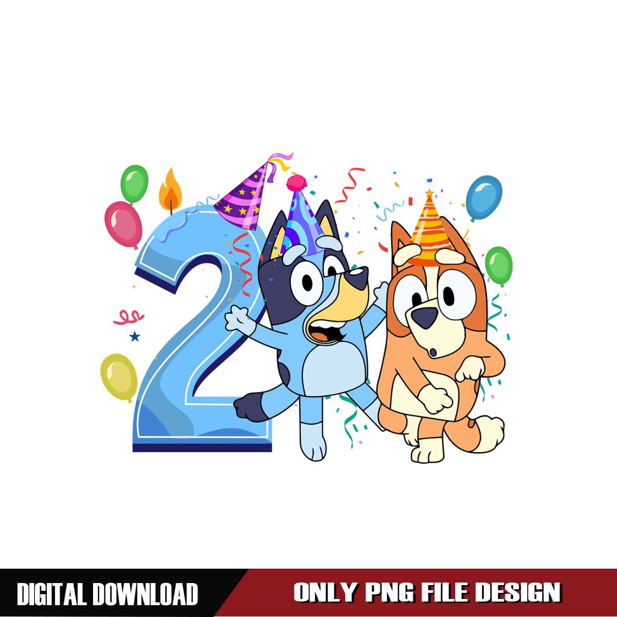 Happy Second Birthday Bluey Bingo PNG | Inspire Uplift