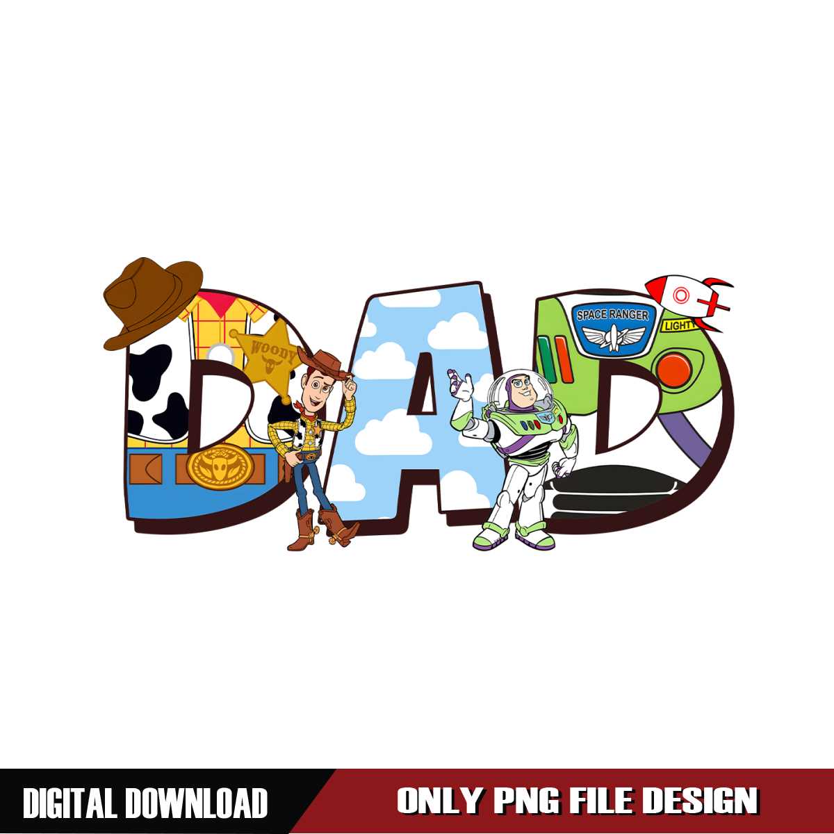Toy Story Dad Woody Buzz Lightyear PNG | Inspire Uplift
