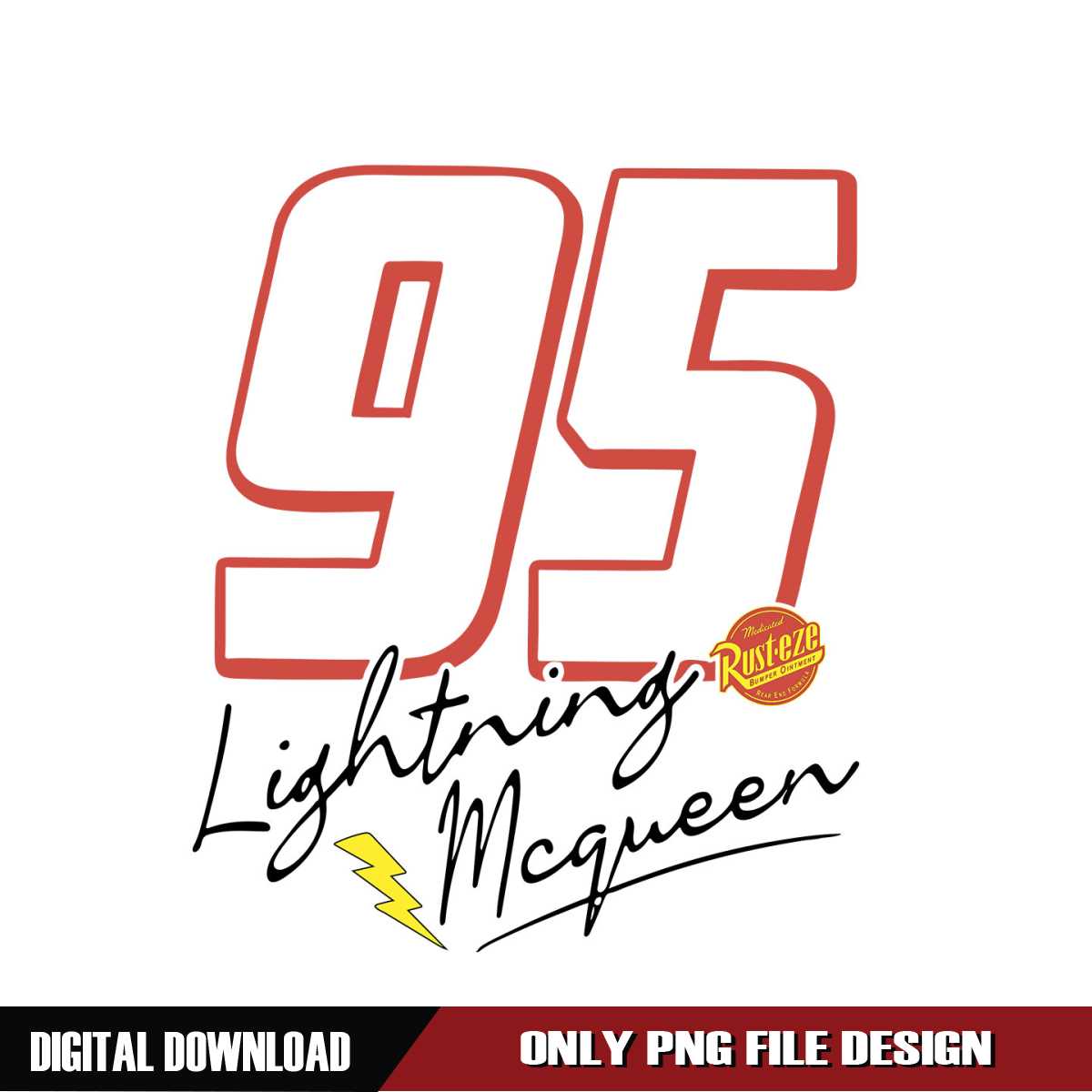 Cars Lightning McQueen Thunder 95 Logo PNG | Inspire Uplift