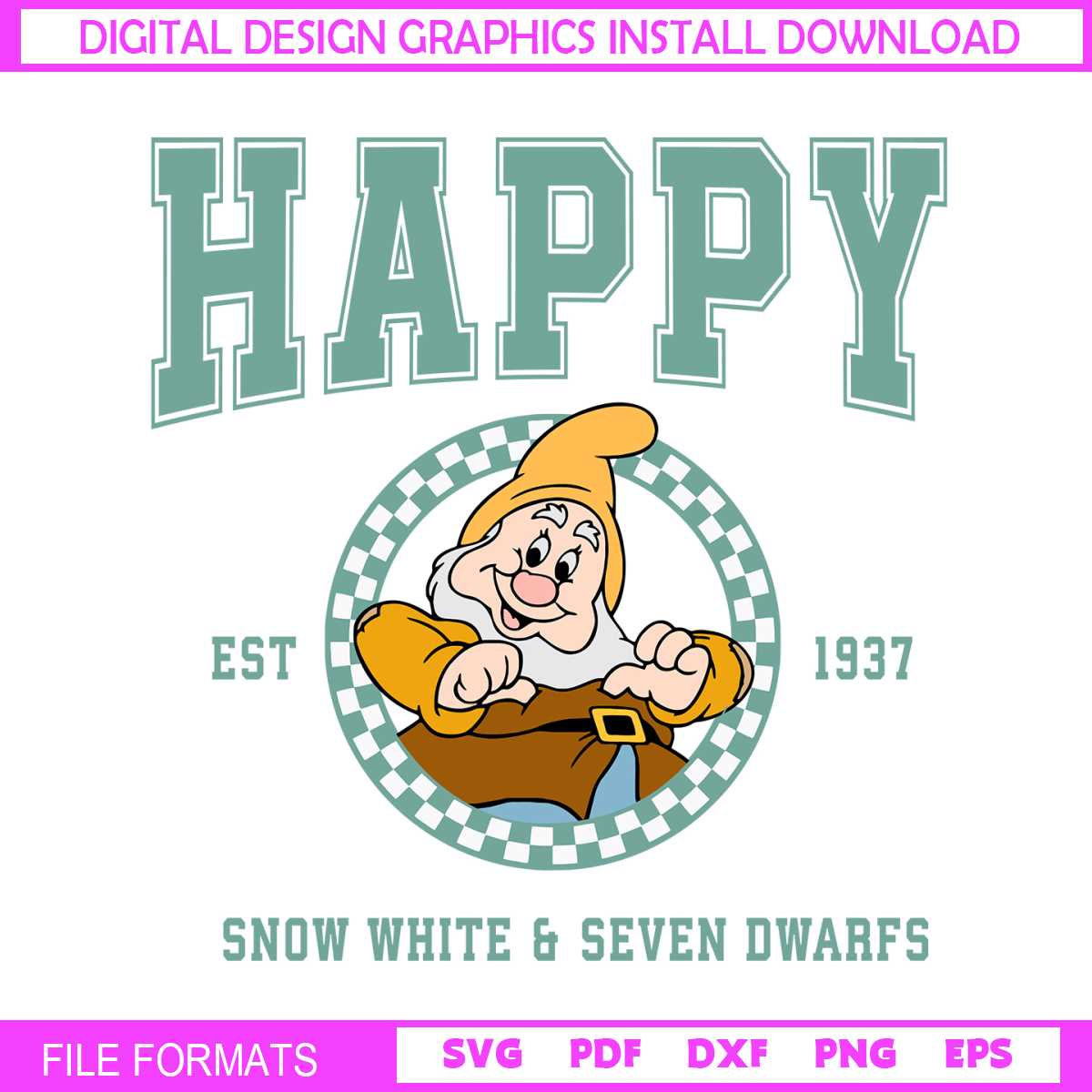 Happy Disney Snow White and 7 Dwarfs Est 1937 SVG | Inspire Uplift