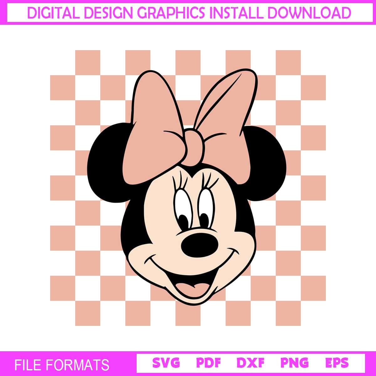 Minnie Mouse Head Checkered Pattern SVG | Inspire Uplift