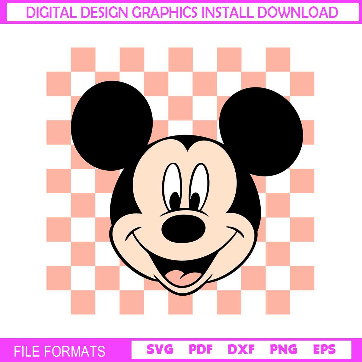 Mickey Mouse Head Checkered Pattern SVG | Inspire Uplift