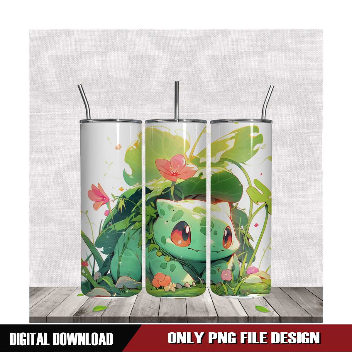 Bulbasaur Pokemon Skinny Tumbler Sublimation PNG | Inspire Uplift