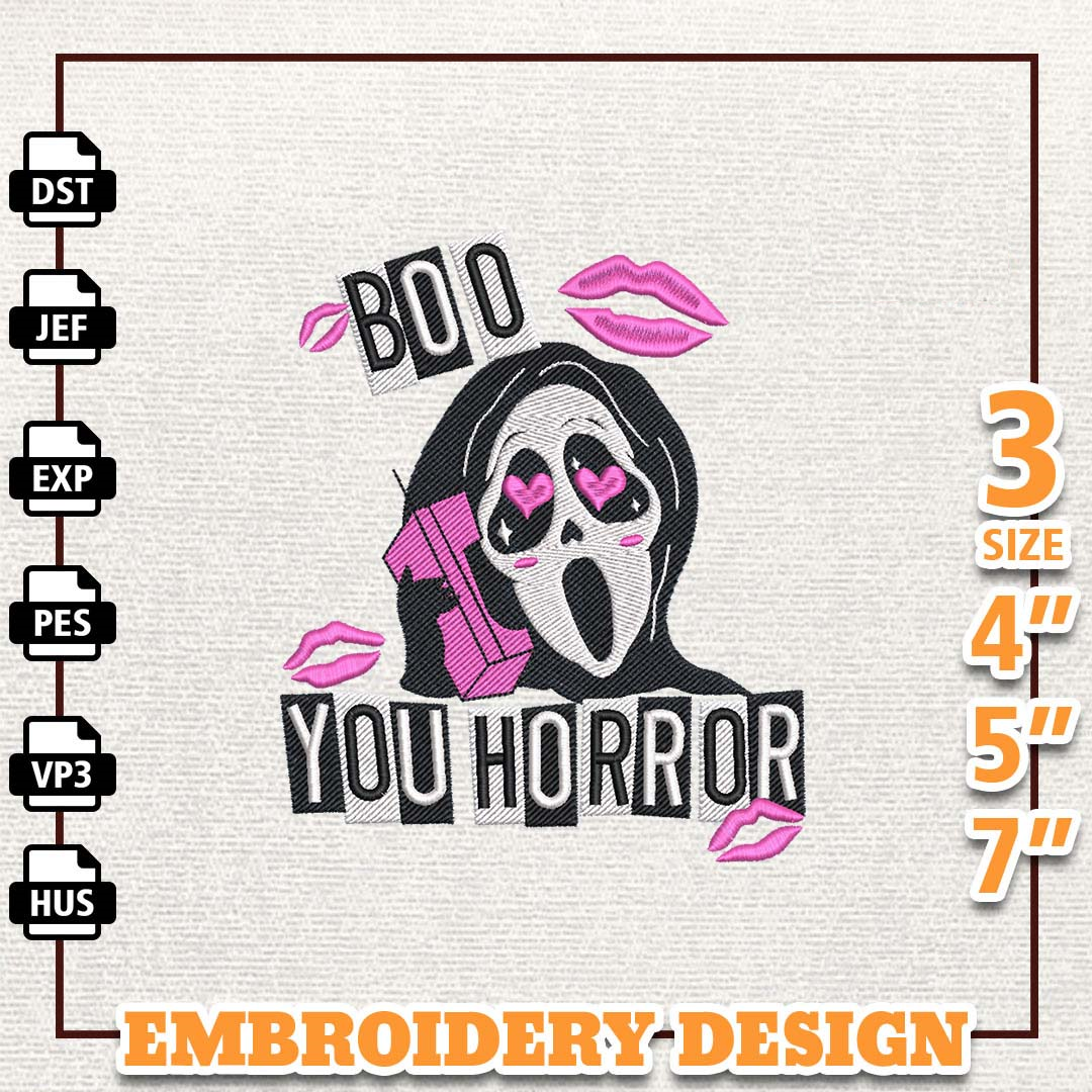 Boo You Horror Embroidery Design, Face Ghost Embroidery Mach - Inspire ...