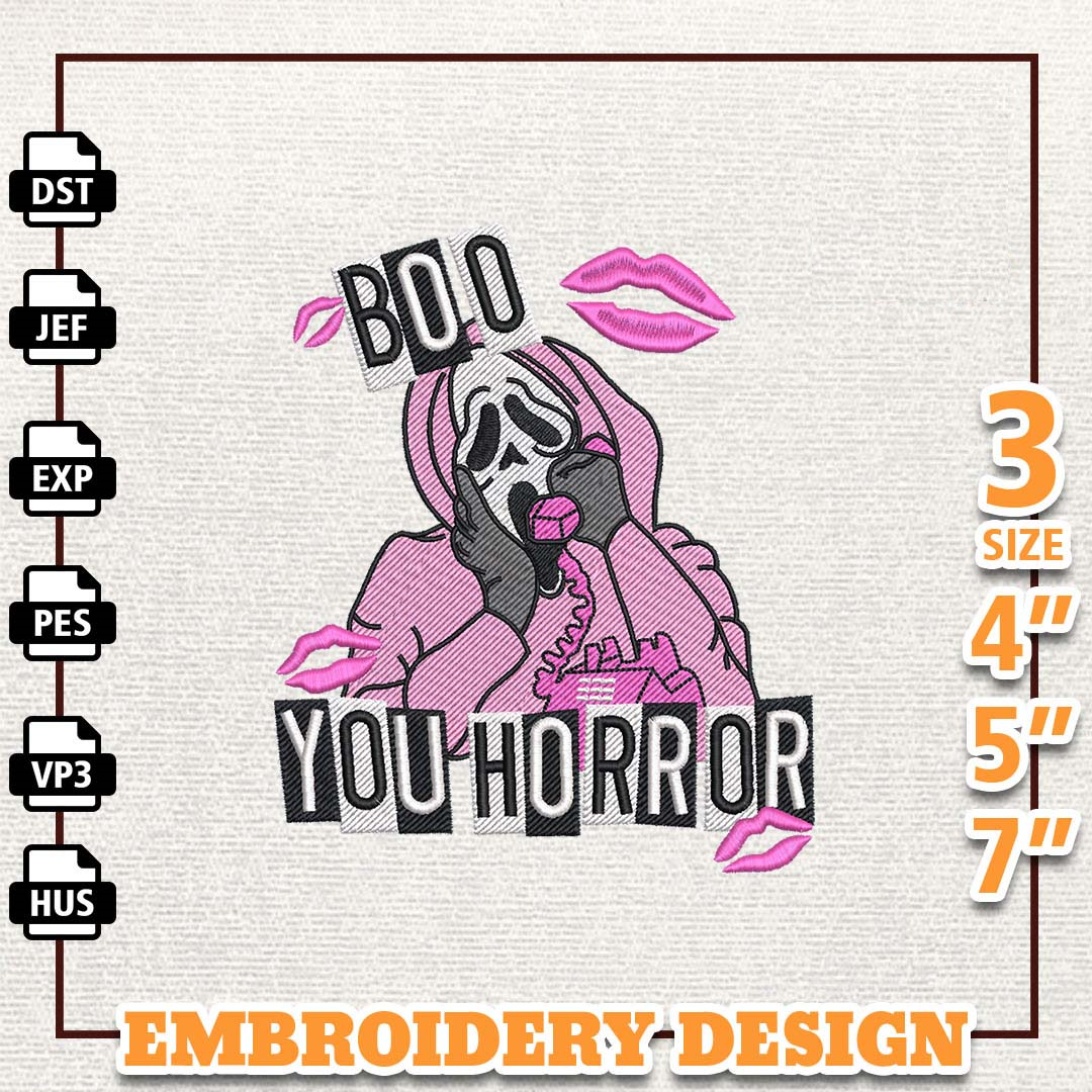 Boo You Horror Embroidery Design, Horror Movie Character Emb | Inspire ...