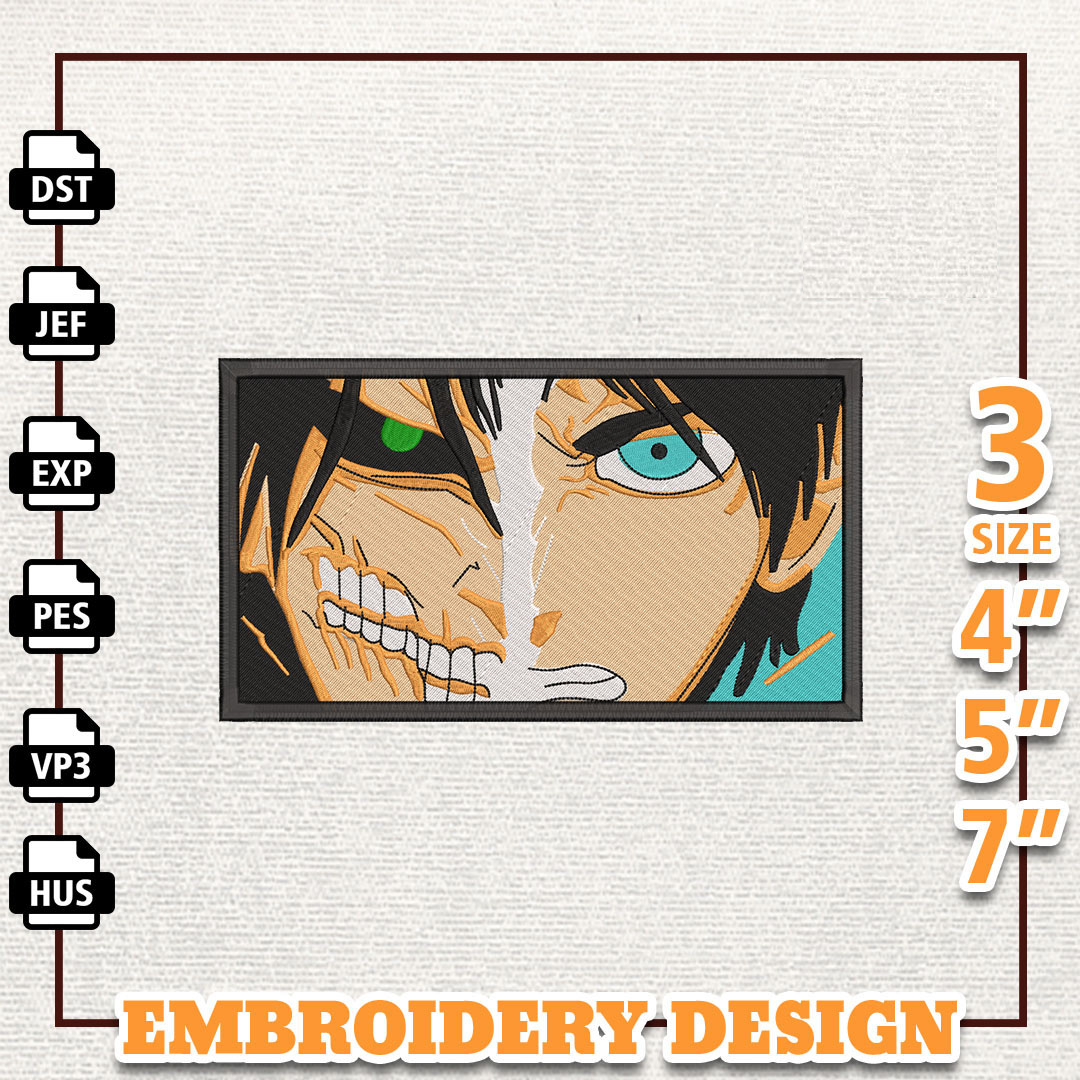 Eren Anime Design, Anime Embroidery Design, Anime Machine Em | Inspire ...