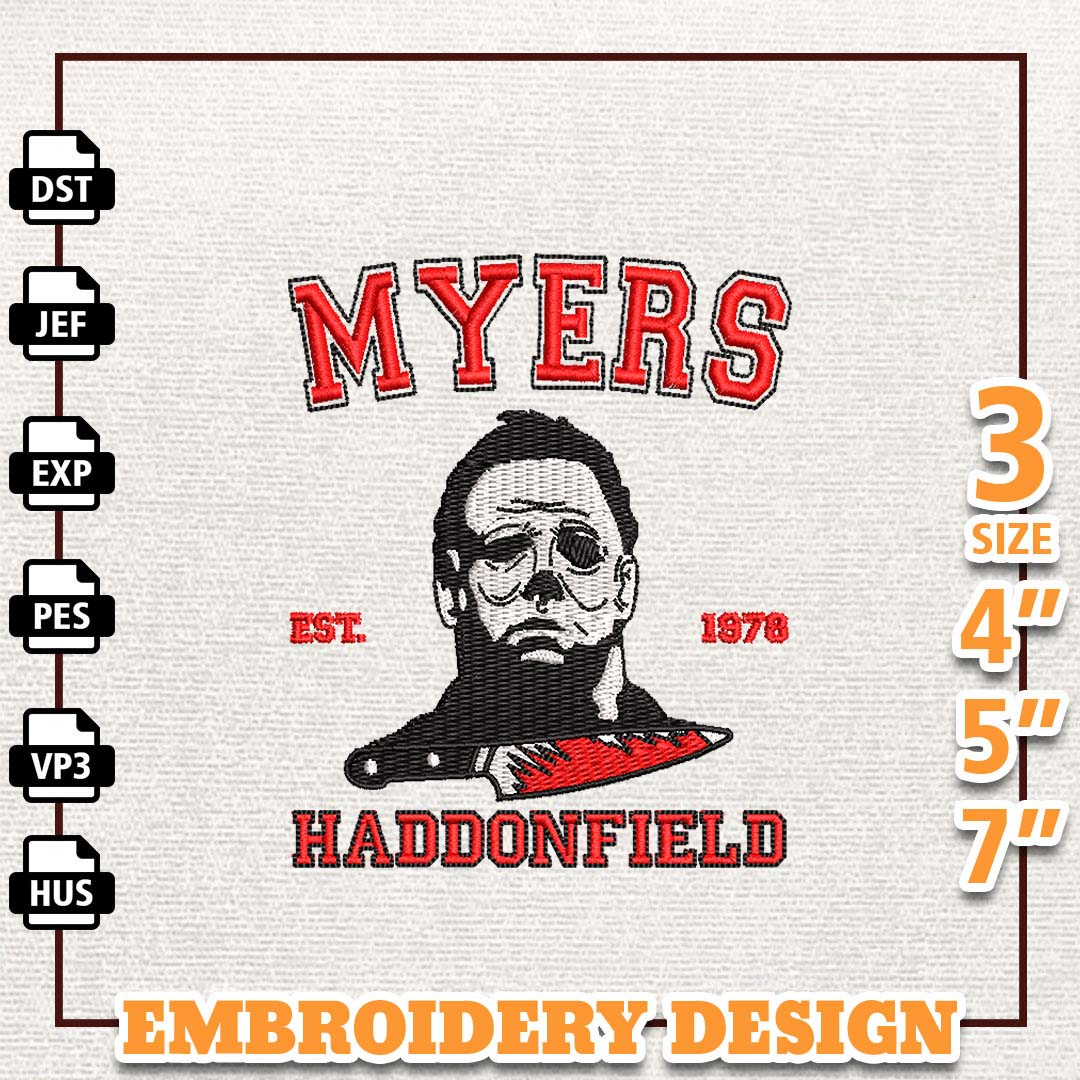 Horror Movie Killers Halloween Embroidery Design, Haddonfiel | Inspire ...