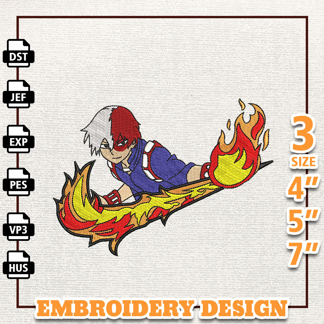 Nike Shoto Todoroki Embroidery Design, Nike Anime Embroidery | Inspire ...