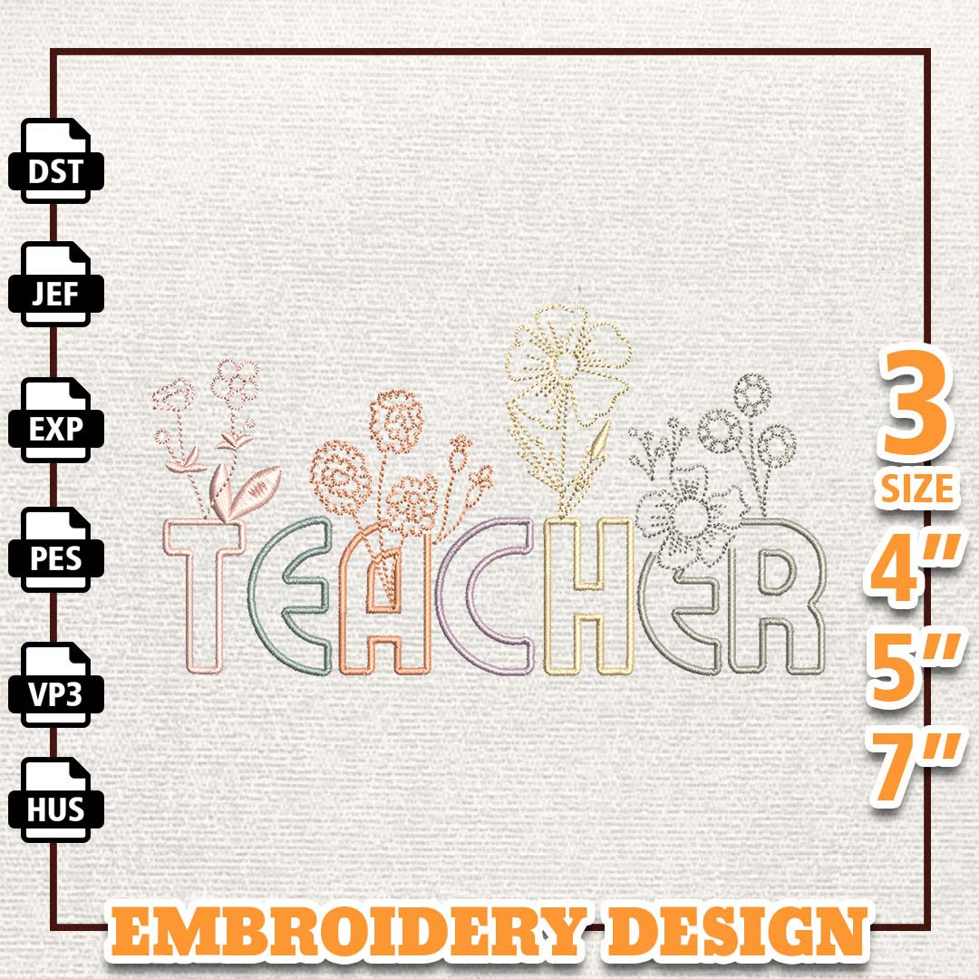 Teacher Embroidery Designs, Back To School Embroidery Design - Inspire ...