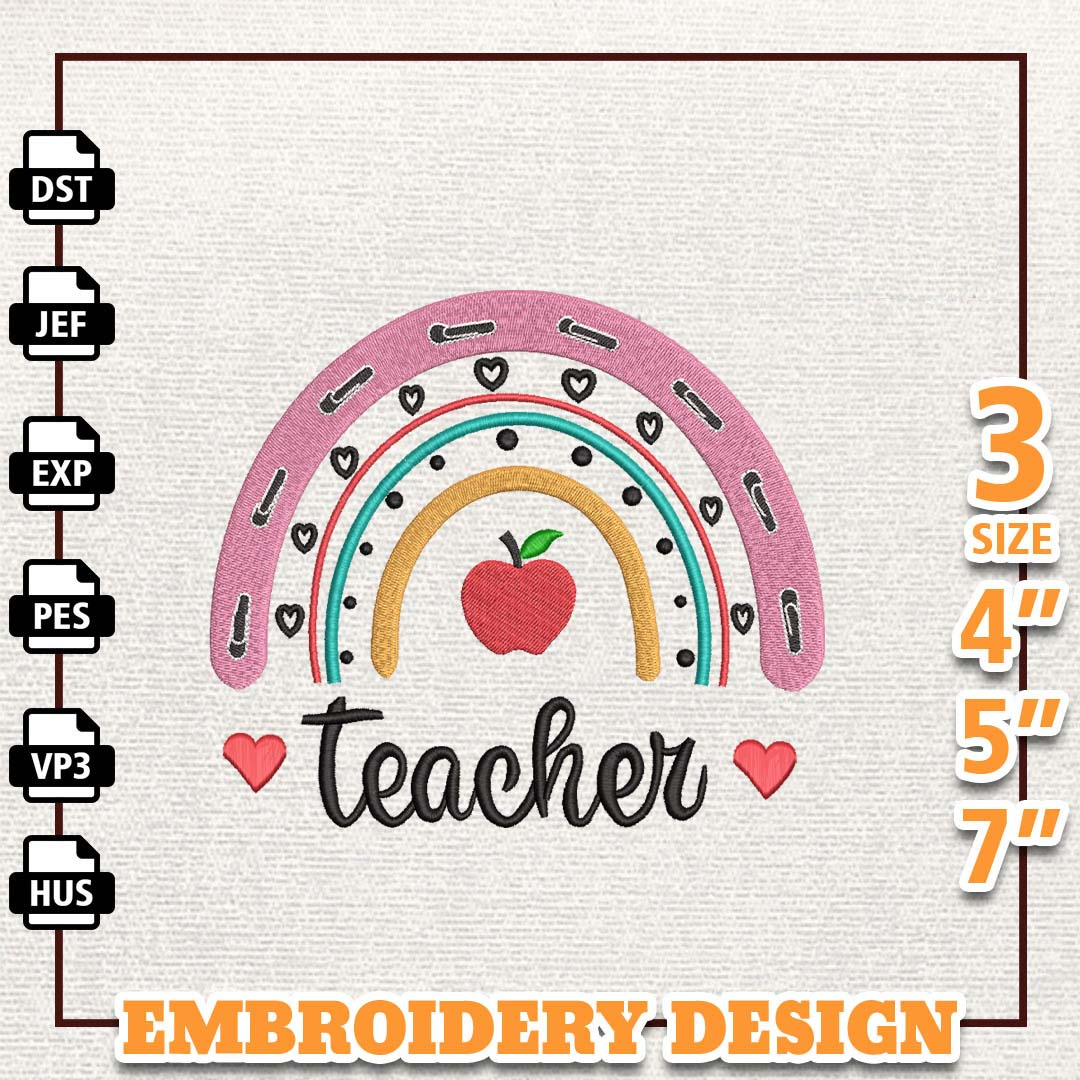 Teacher Life Embroidery Design, Back To School Embroidery De | Inspire ...