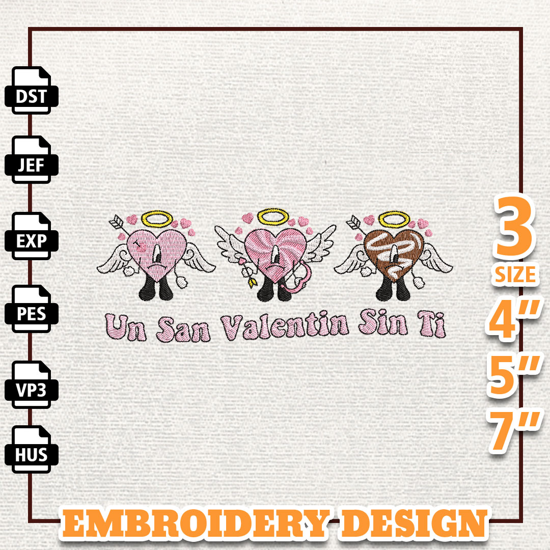 Valentine Bad Bunny Embroidery Design, Bad Bunny Embroidery | Inspire ...