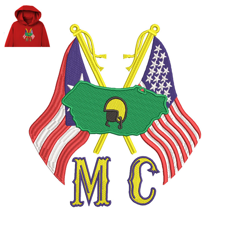Flag MC Embroidery logo for Hoodie,logo Embroidery, Embroide | Inspire ...