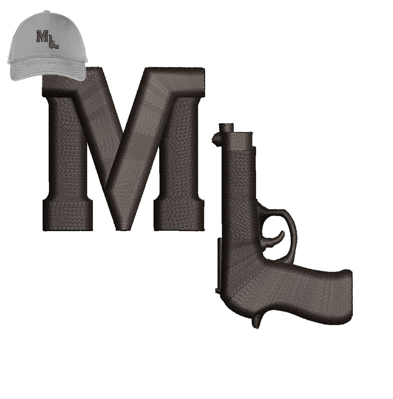 Gun 3d puff Embroidery logo for Cap | Inspire Uplift