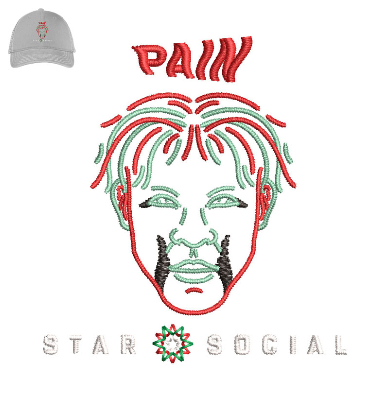 Pain Star Social Embroidery logo for Cap,logo Embroidery, Em | Inspire ...