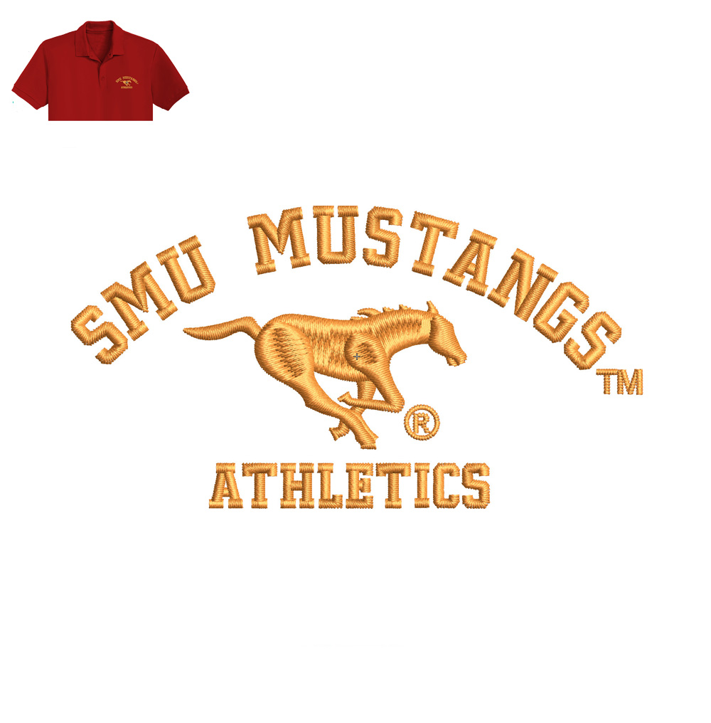 Smu Mustangs horse Embroidery logo for Polo Shirt ,logo Embr | Inspire ...