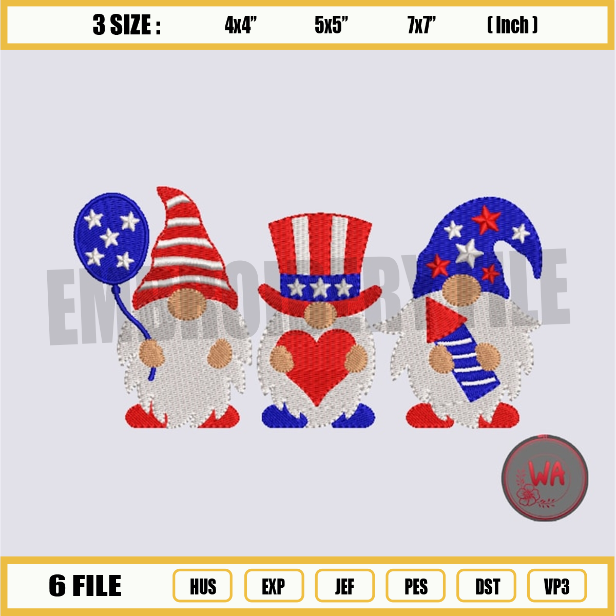 th July embroidery Design, Independence Day Gnome Embroidery | Inspire ...