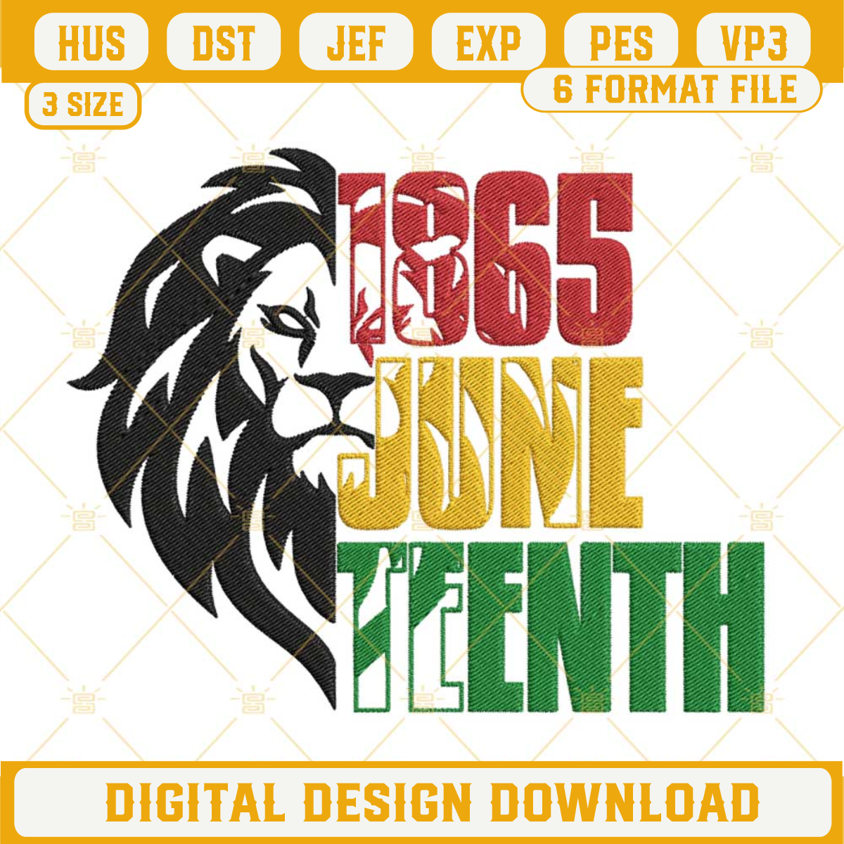 1865 Juneteenth Lion Embroidery Designs, African American Em | Inspire ...