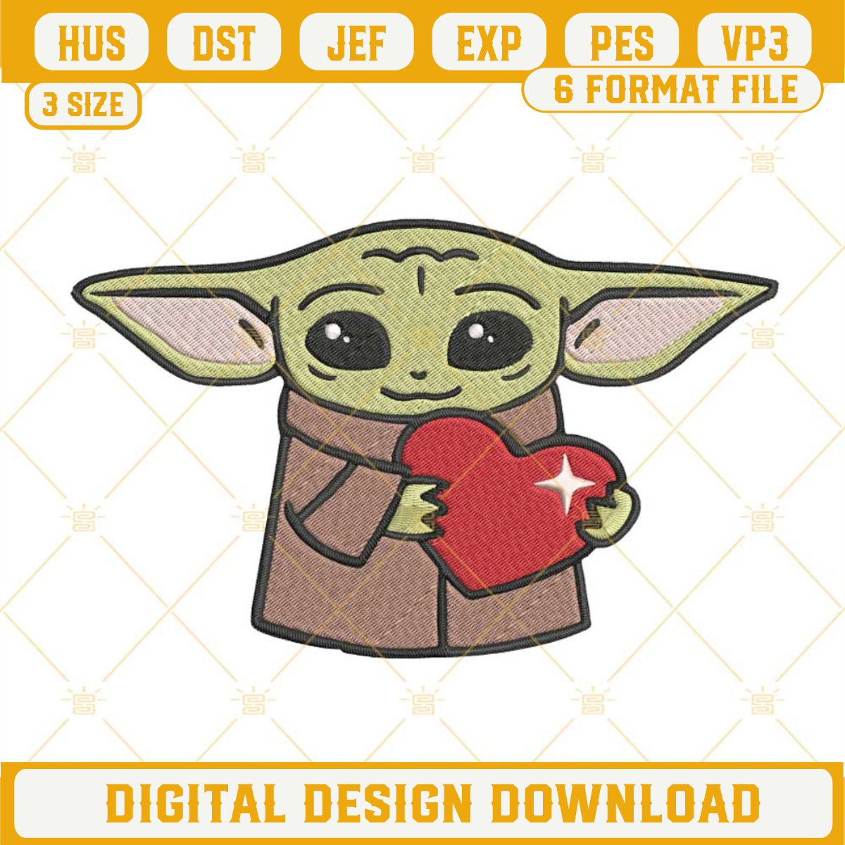 Baby Yoda Machine Embroidery Design File | Inspire Uplift