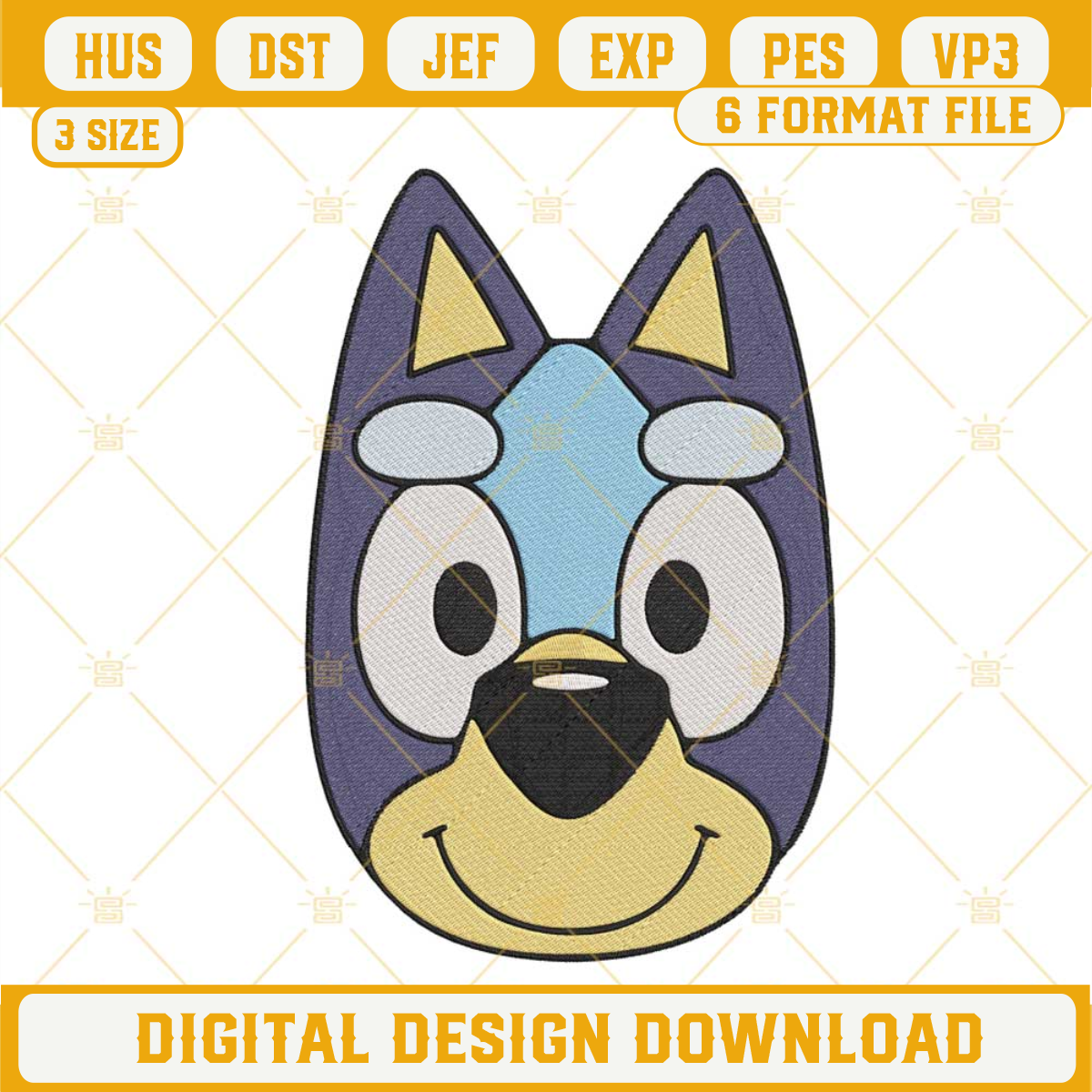 Bluey Face Machine Embroidery Design, Disney Blue Dog Embroi | Inspire ...