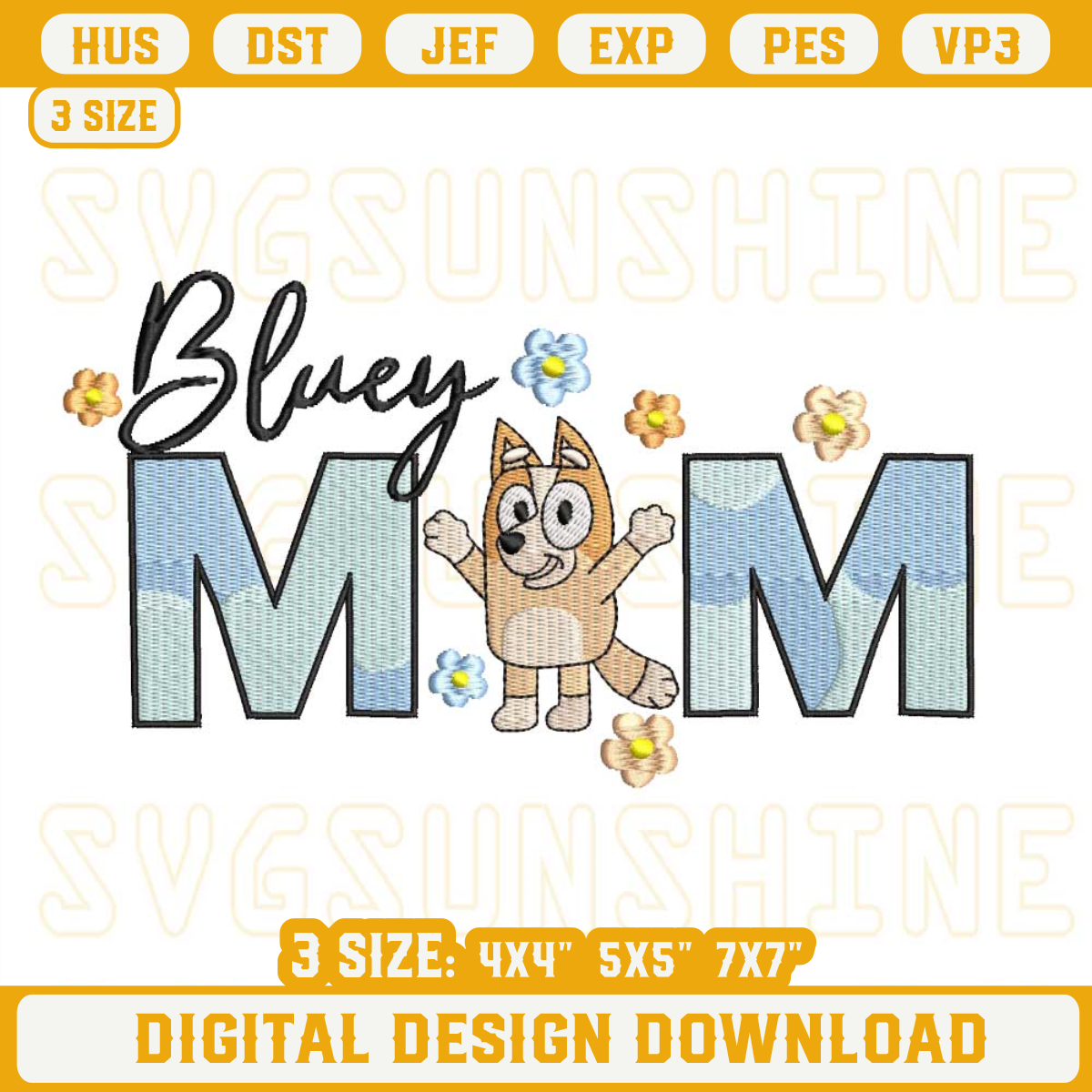 Bluey Mom Embroidery Files, Chilli Heeler Embroidery Design | Inspire ...