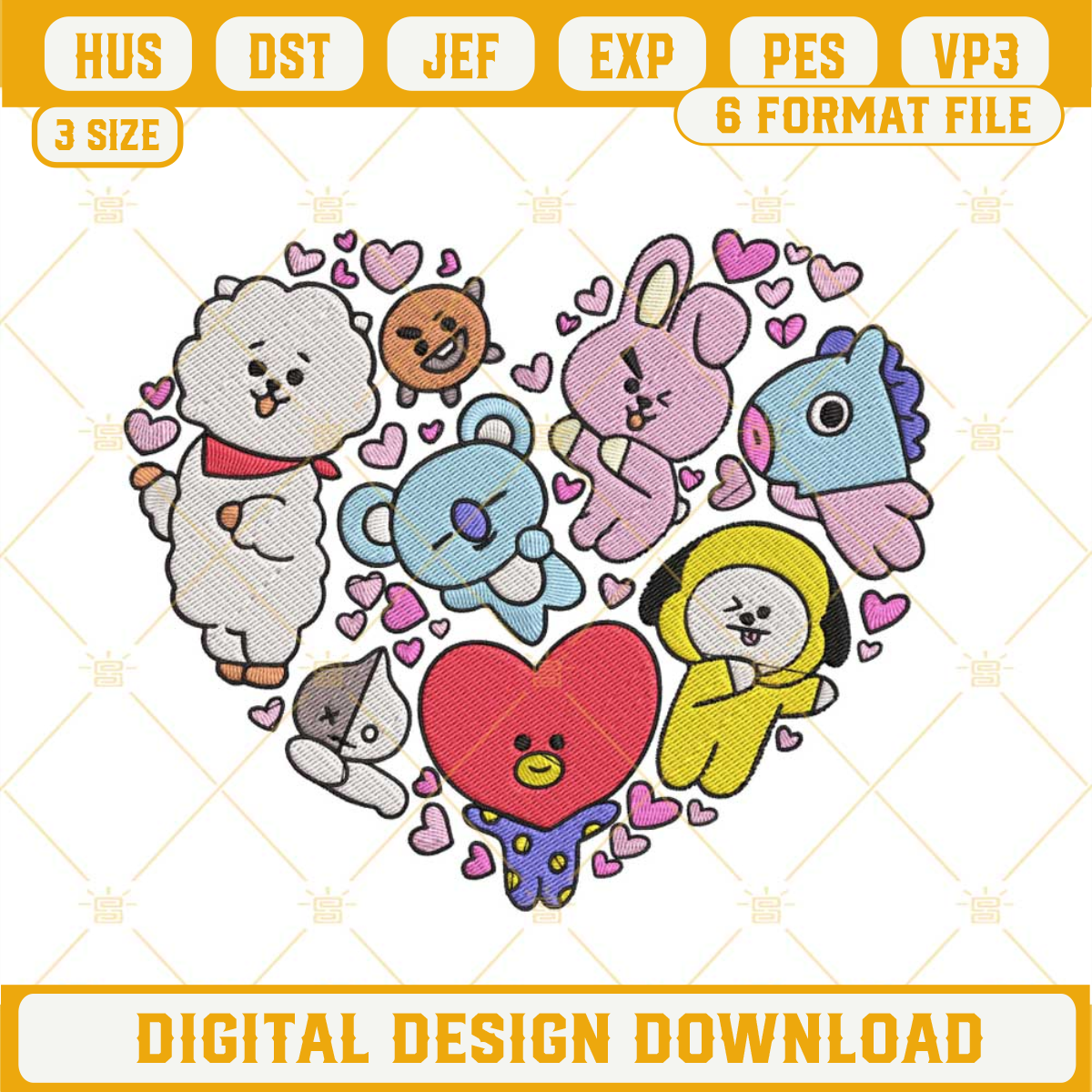 BT21 BTS Fandom Embroidery Design Files | Inspire Uplift