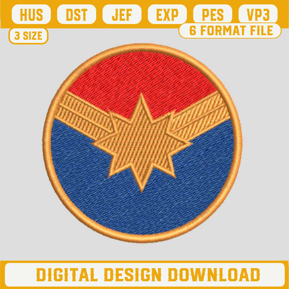 Captain Marvel Design, Captain Marvel Embroidery Files, Aven | Inspire ...