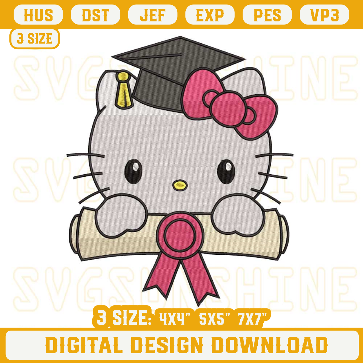 Cute Hello Kitty Graduation Embroidery Files, Hello Kitty Sc | Inspire ...
