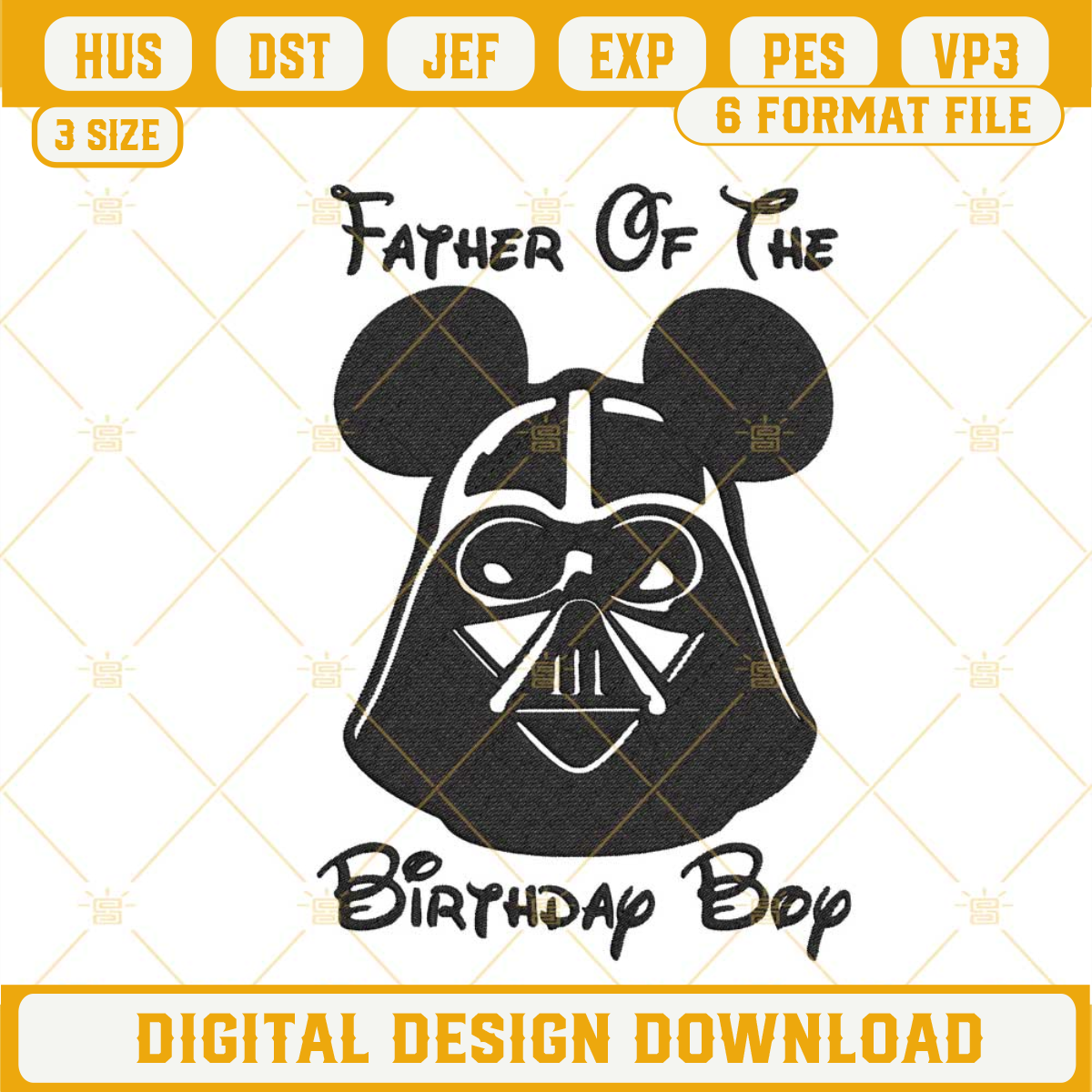 Darth Vader Mickey Head Father Of The Birthday Boy Embroider | Inspire ...