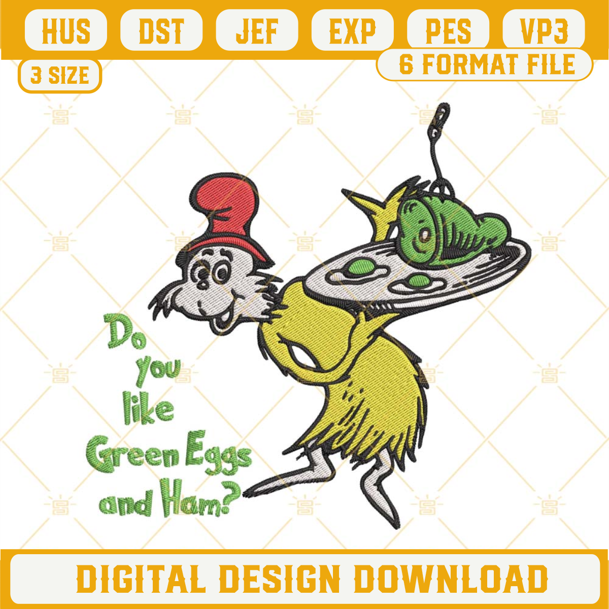 Do You Like Green Eggs And Ham Embroidery Design, Dr Seuss E | Inspire ...