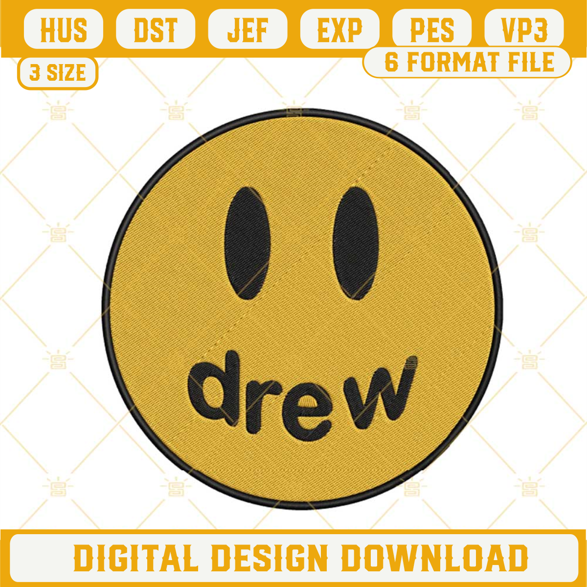 Drew House Smiley Face Logo Machine Embroidery Design Files | Inspire ...