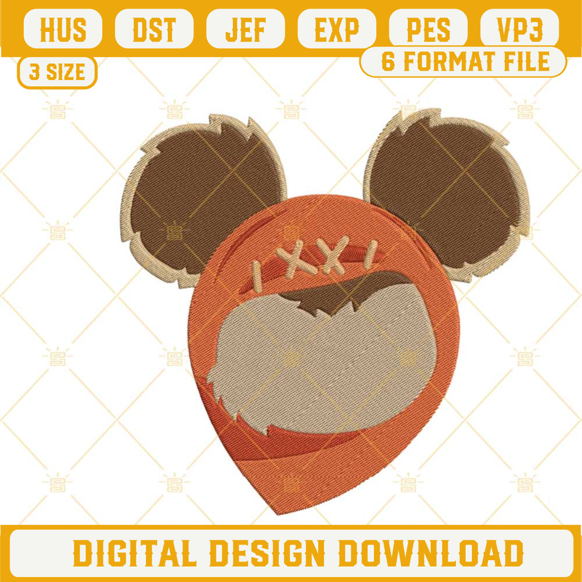 Ewok Mickey Head Machine Embroidery Designs, Disney Star War | Inspire ...
