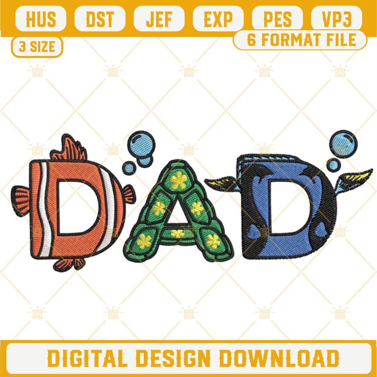 Finding Nemo Dad Embroidery Designs, Funny Disney Dad Machin - Inspire ...