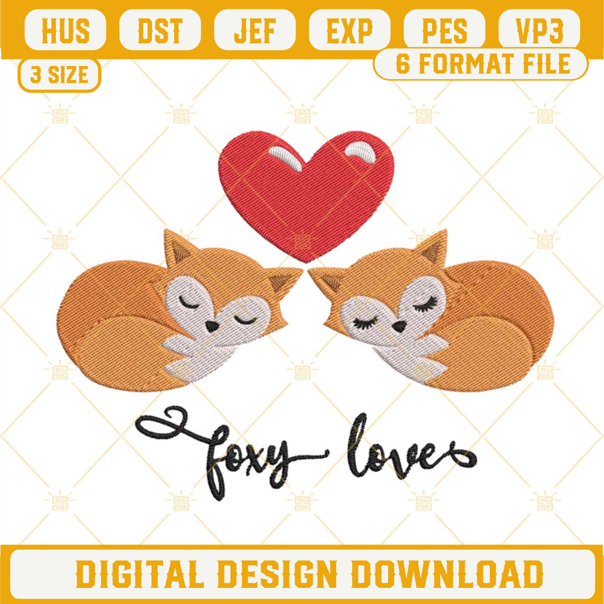 Foxy Loves Embroidery Designs, Valentine Fox And Heart Embro | Inspire ...