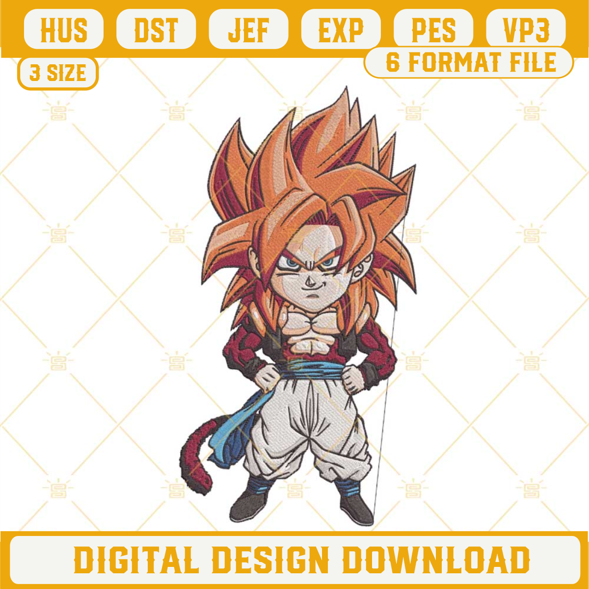 Gogeta SSJ4 Embroidery Designs, Dragon Ball GT Embroidery Fi | Inspire ...