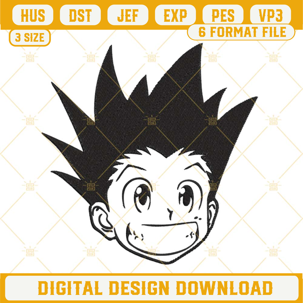 Gon Freecss Face Embroidery Designs, Hunter X Hunter Embroid - Inspire ...