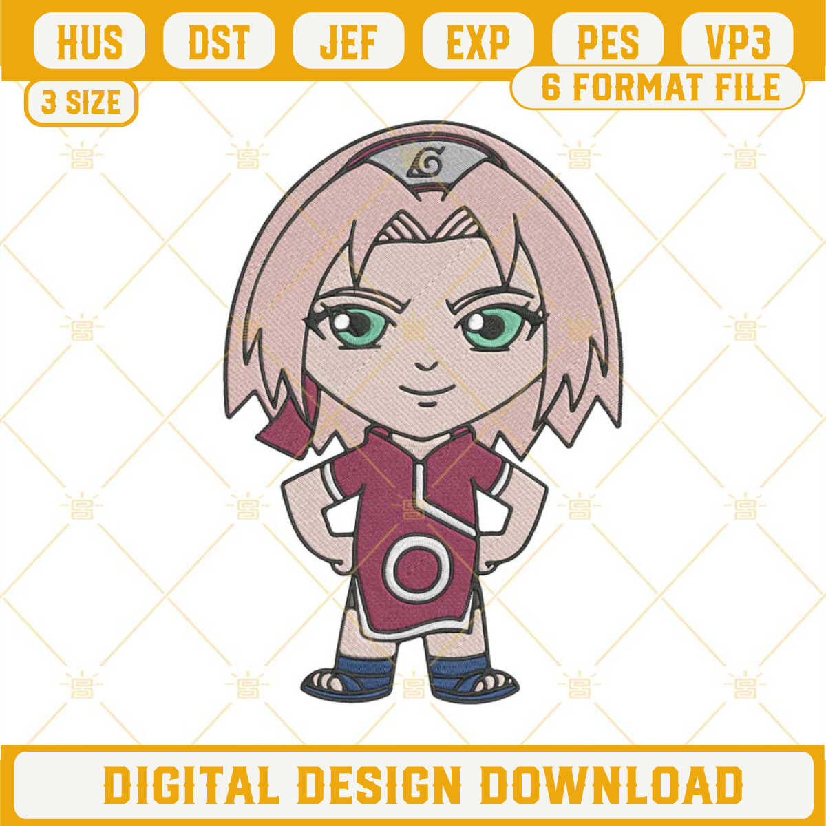 Haruno Sakura Naruto Machine Embroidery Design File | Inspire Uplift