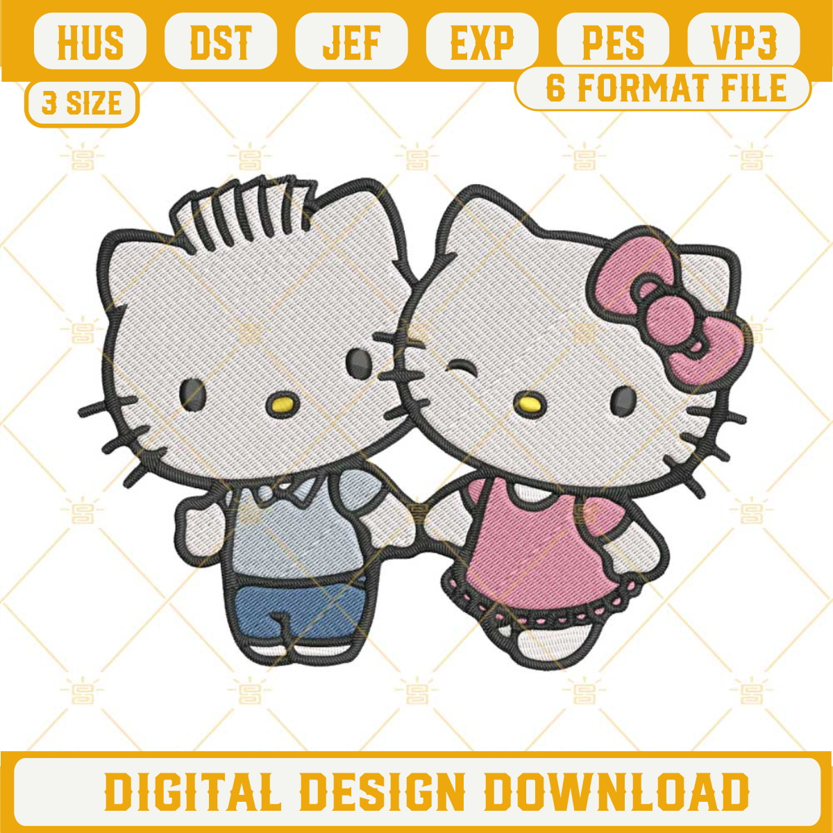 Hello Kitty And Dear Daniel Embroidery Design File | Inspire Uplift